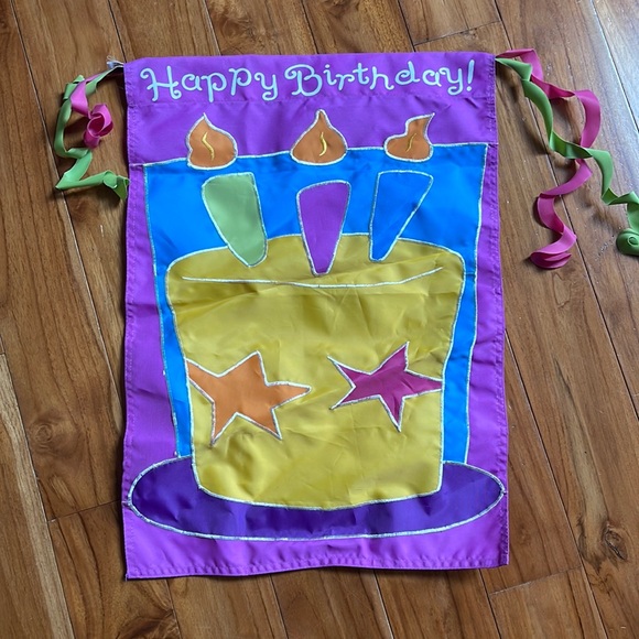 boutique | Accents | Happy Birthday Nylon Party Yard Flag With Tassels ...